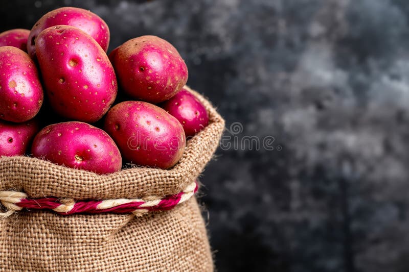 A Sack Full of Red Potatoes Sitting on Top of a Table Stock Photo ...