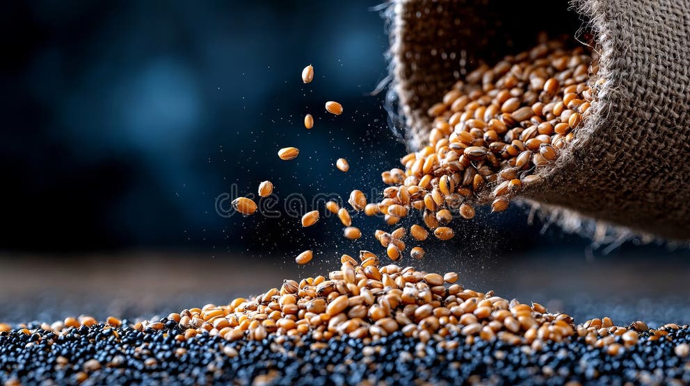 A Sack Full of Seeds Spilling Out of it Stock Image - Image of black ...