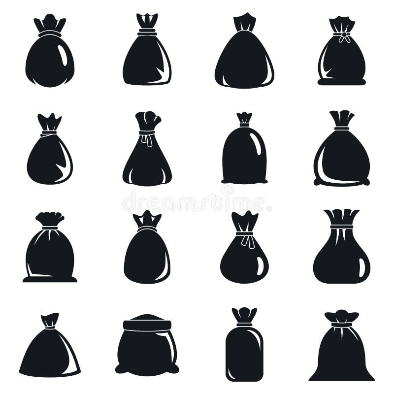 Sack Icons Set, Simple Style Stock Vector - Illustration of packaging ...