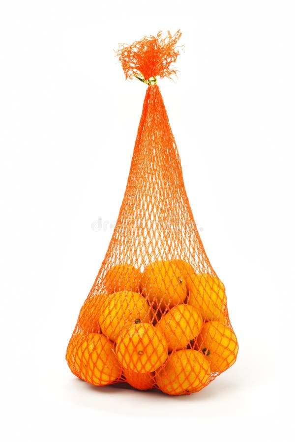 Oranges in Plastic Mesh Sack Stock Photo - Image of container ...