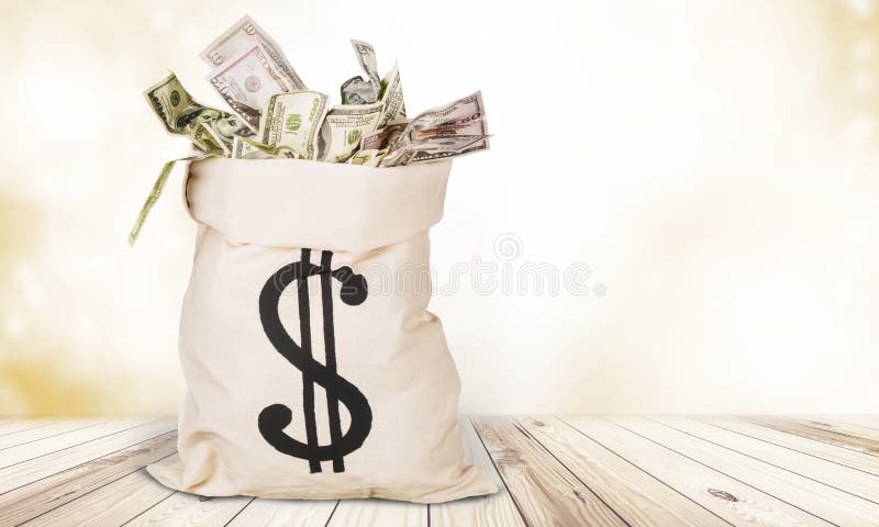 Sack mit Dollar-Zeichen stockbild. Bild von weiß, bargeld - 8795101