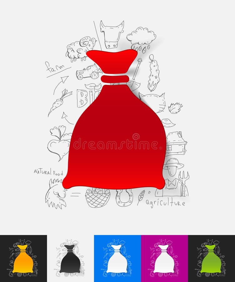 Sack Paper Sticker with Hand Drawn Elements Stock Vector - Illustration ...