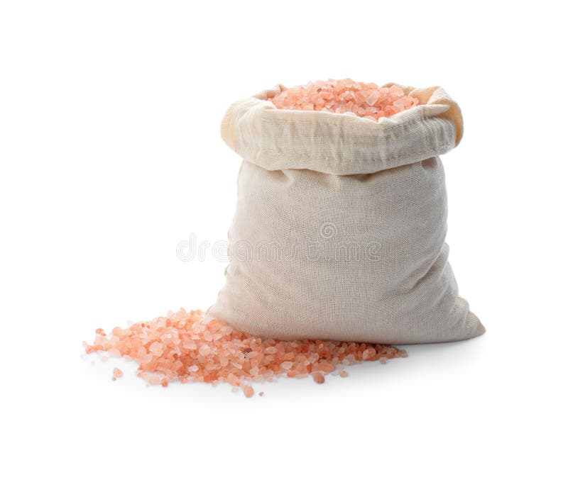 Sack of Pink Himalayan Salt Isolated Stock Image - Image of cooking ...