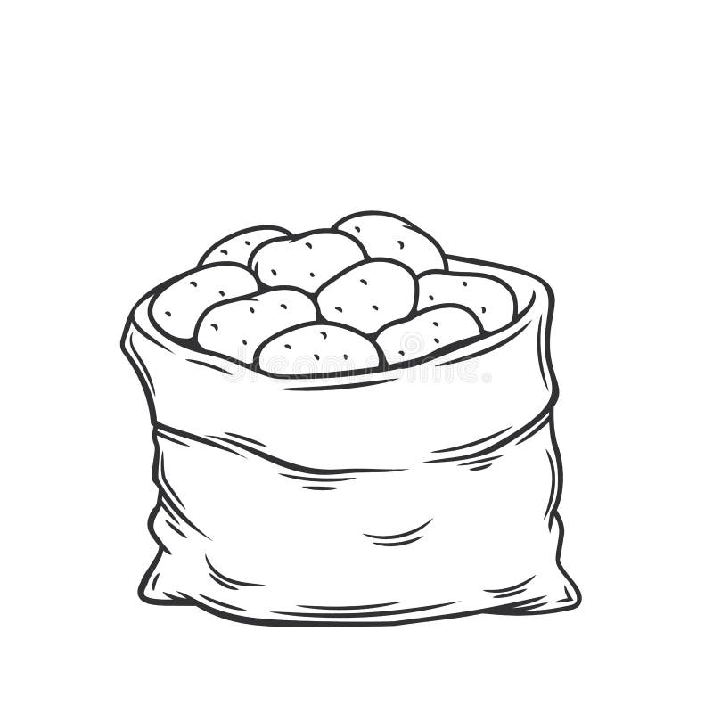 Hand Drawn Sack Potatoes Stock Illustrations – 101 Hand Drawn Sack ...