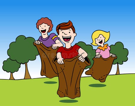 Sack Race stock vector. Illustration of cartoon, playing - 15383710