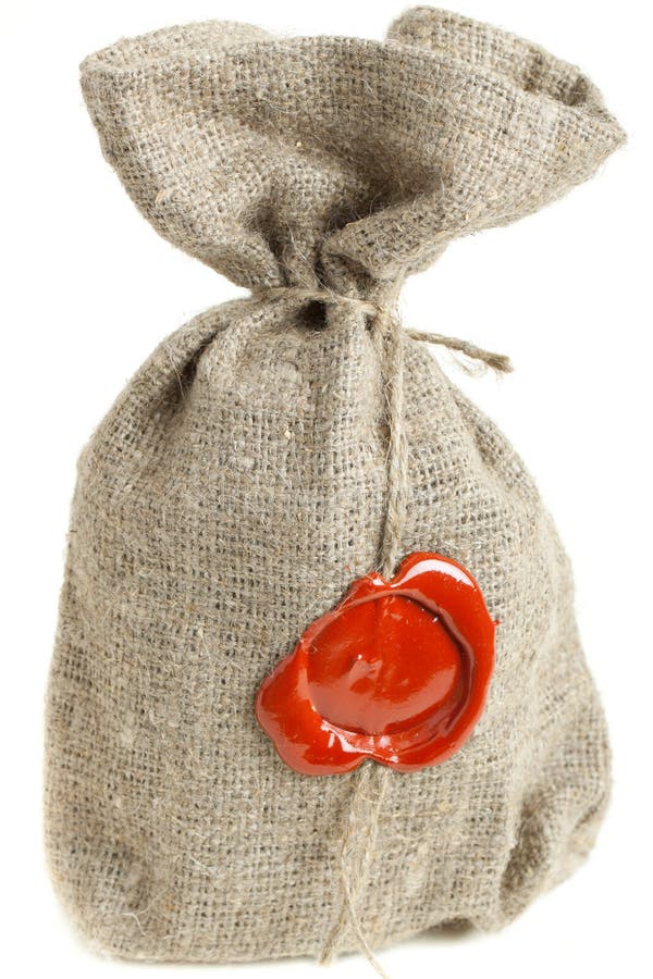 Sack with red sealing-wax stock photo. Image of cotton - 25101284