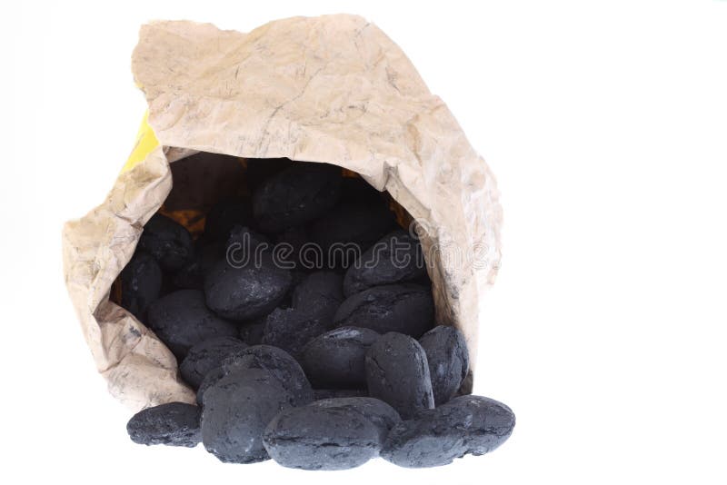Sack, Tasche Lokalisierte Kohle, Kohlenstoffnuggets Stockfoto - Bild ...