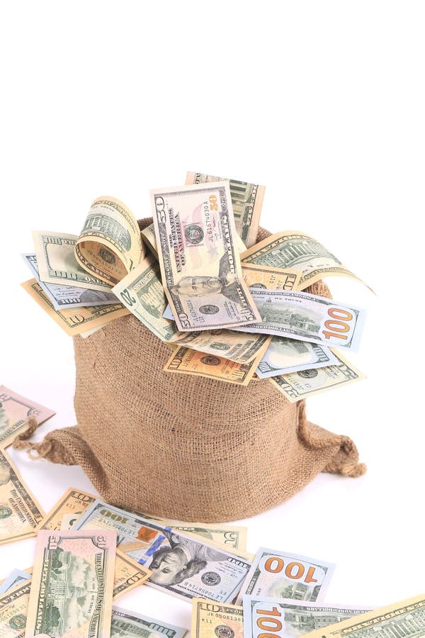 Voller Sack zwei mit Geld. stockbild. Bild von hundert - 35116113