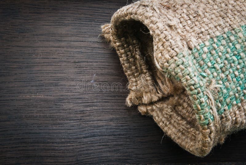 Sack on wood stock image. Image of table, vintage, natural - 37632947