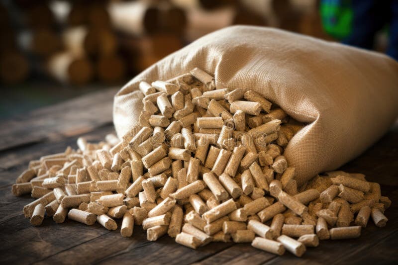 Sack of Wood Pellets - Small Granules for Starting Fire. Technology for ...