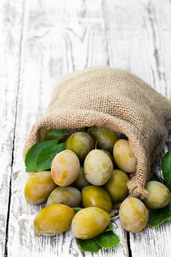 Sackcloth Bag Full of Fresh Yellow Plums Stock Image - Image of flavour ...