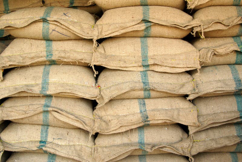 Pile of rice sacks. stock photo. Image of packaging, dock - 31873658