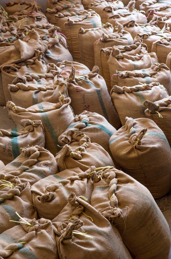 Pile of rice sacks. stock photo. Image of packaging, dock - 31873658