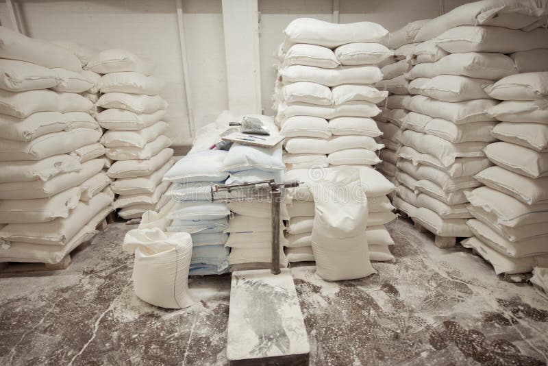 Sacks of Flour in the Bakery Warehouse Stock Photo - Image of bread ...