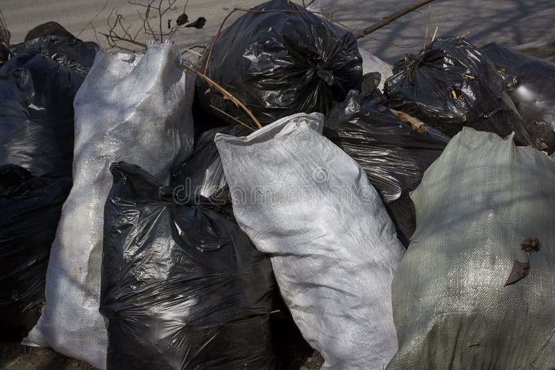 Rubbish sacks in bin stock photo. Image of pollution - 35128816