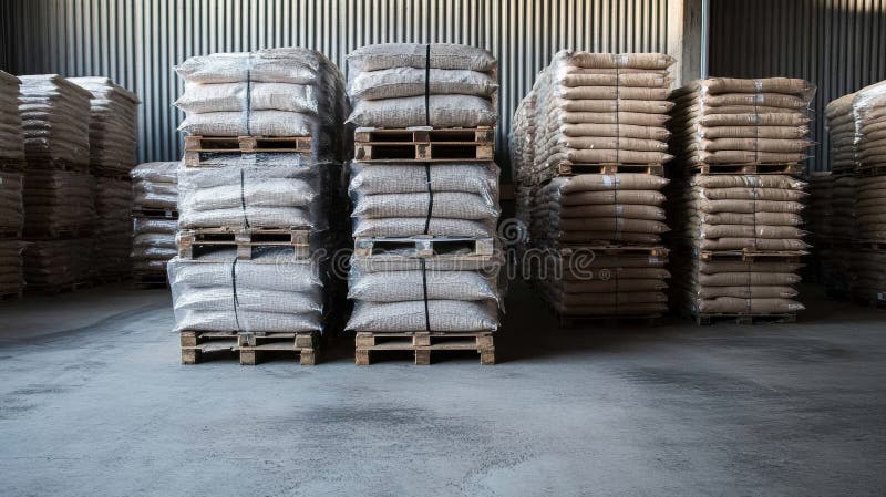 Sacks of Raw Materials Stacked on Pallets in Warehouse Storage Stock ...