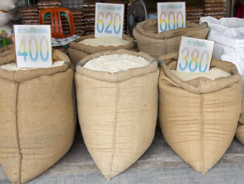 Sacks of rice stock image. Image of retail, sack, fragrant - 32131699