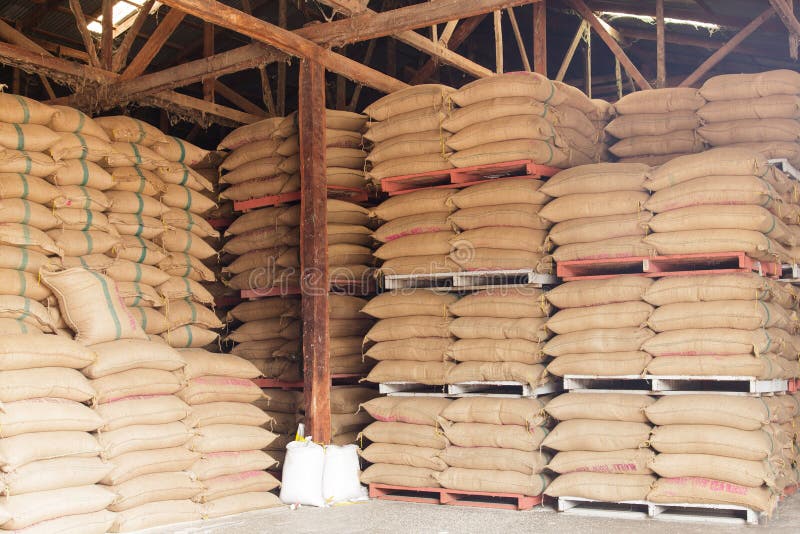 Stack hemp sacks of rice stock photo. Image of natural - 38968058