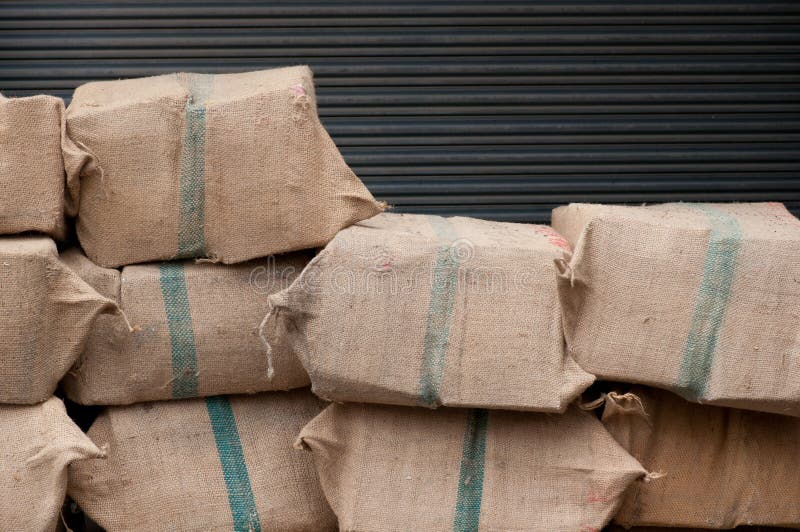 Sacks in the warehouse stock image. Image of nature, factory - 25250653