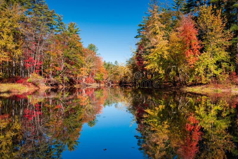 Sacor River and Fall Colors Near Hemlock Bridge Stock Image - Image of ...