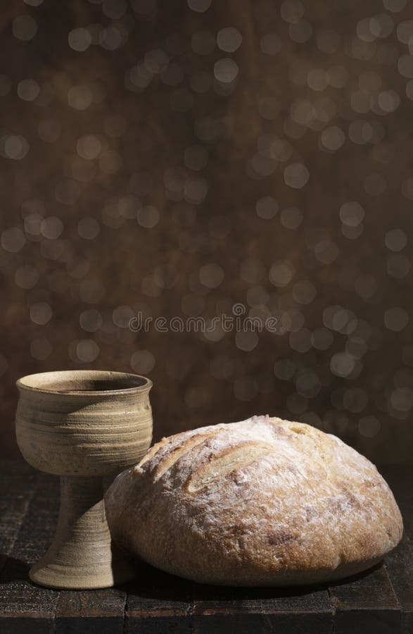 Sacrament of Holy Communion on a Dark Wooden Table Stock Photo - Image ...