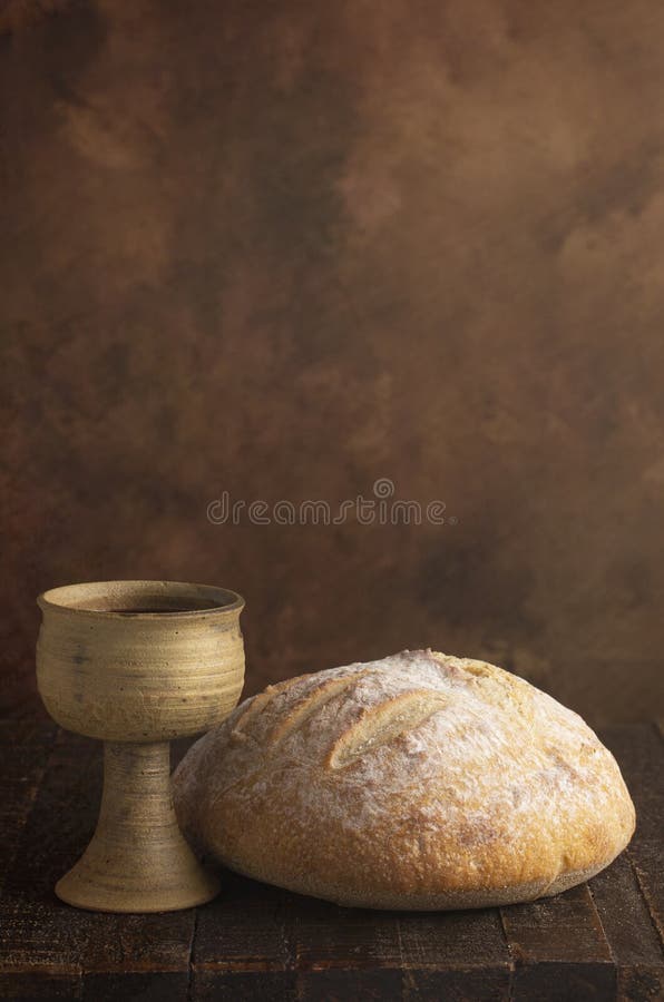 Sacrament of Holy Communion on a Dark Wooden Table Stock Photo - Image ...