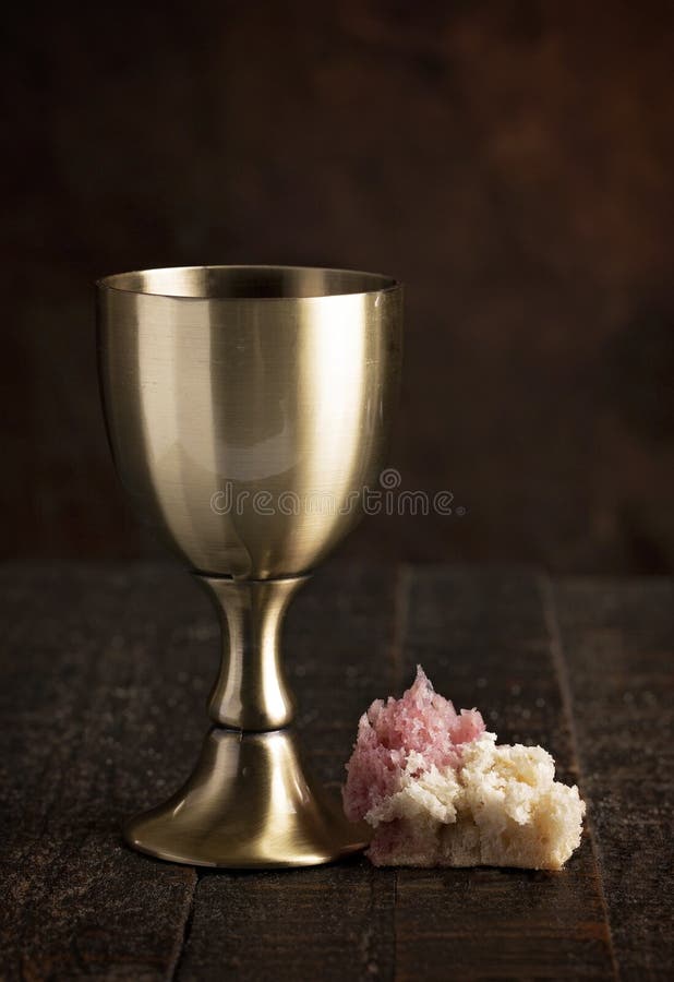 Sacrament of Holy Communion on a Dark Wooden Table Stock Image - Image ...