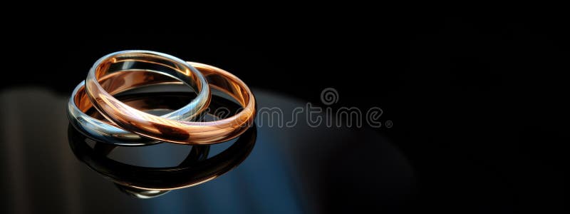 Sacrament: Matrimony. Wedding Rings on a Black Background with ...