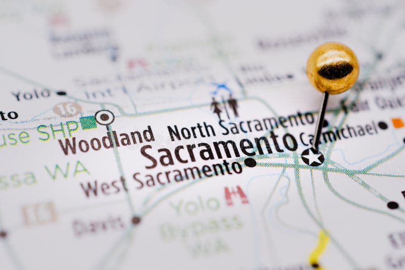 Sacramento, CA US USA Map Pin Close-Up Travel Destination Stock Image ...