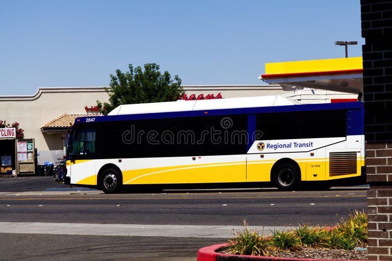 Sacramento California Regional Transit Bus at Stop Editorial ...