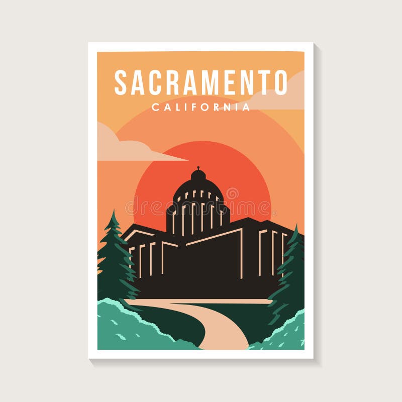 Sacramento California State Capitol Poster Vector Illustration Stock ...