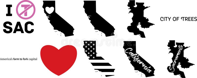 Sacramento California US Map with Heart Symbol Stock Vector ...