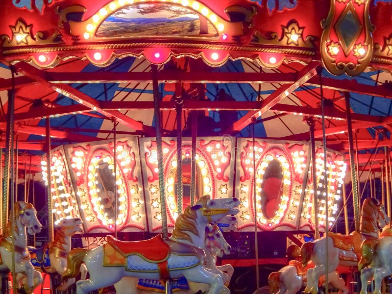 Sacramento State Fair Merry Go Round at Night Stock Image - Image of ...