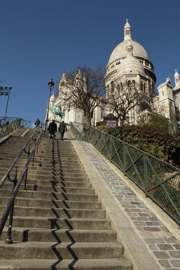 Sacre Coeur Cathedral and Steps Stock Image - Image of travel, basilica ...