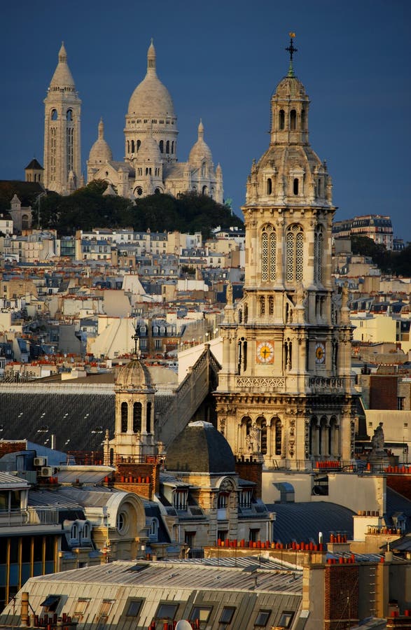 Sacre Coeur on the hill stock image. Image of rooftop - 56047915