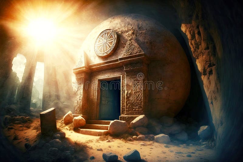 Sacred Ancient Crypt with Tomb in Stone in Rays of Sun Stock Photo ...