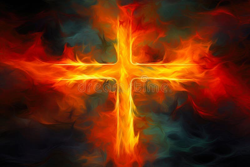 Sacred Fire: Contemporary Cross Art. Stock Illustration - Illustration ...