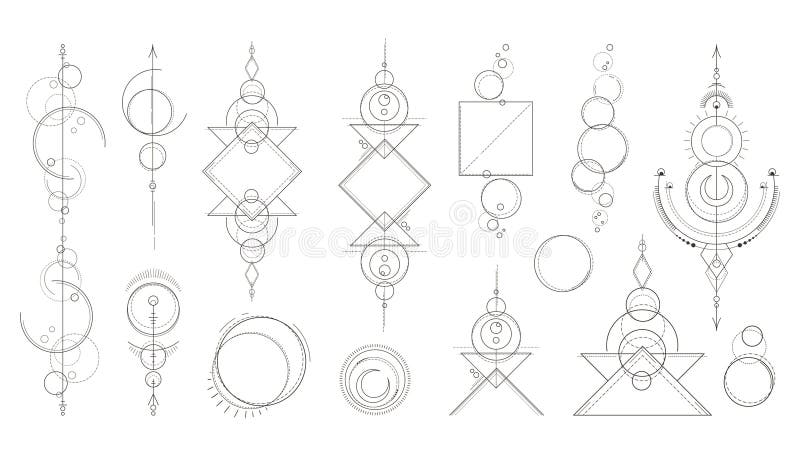 Sacred Geometry Abstract Shapes Bundle, Line Mystical Figures - Circle ...