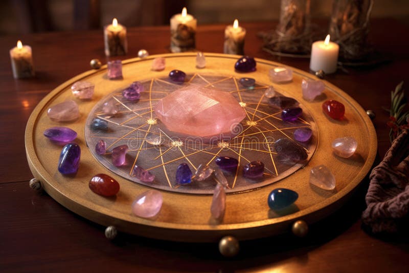 Sacred Geometry Elements in a Crystal Grid Stock Illustration ...