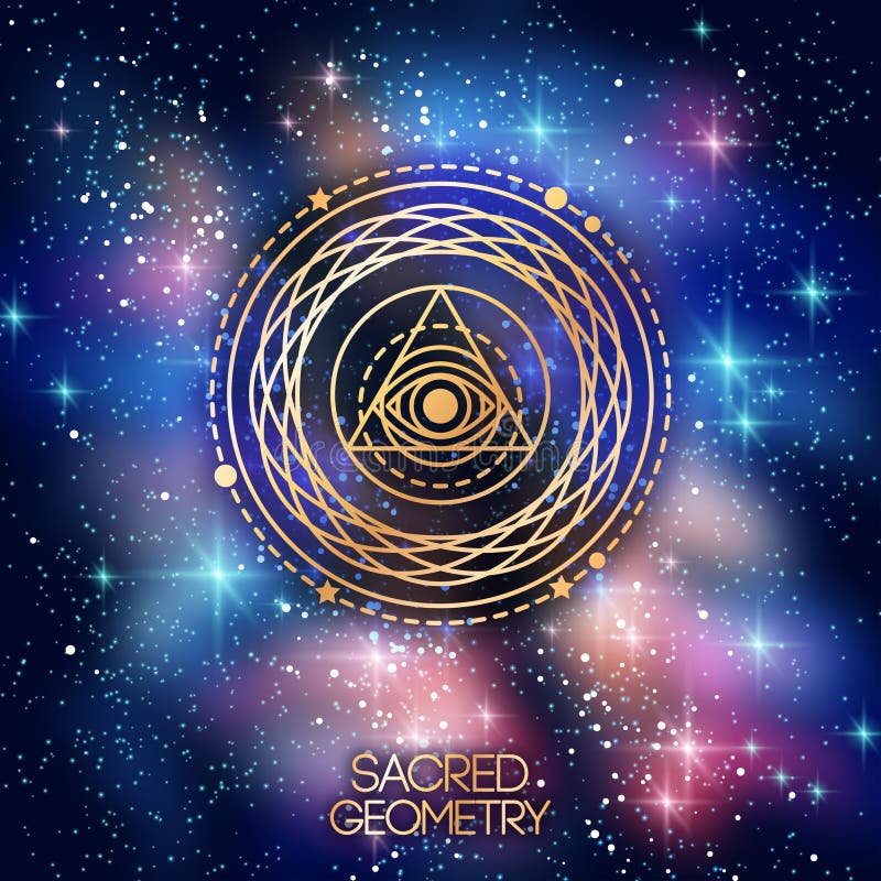Sacred Geometry Emblem with Eye Stock Vector - Illustration of orbital ...