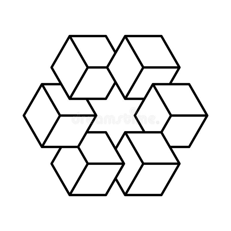 Impossible Shape Made of Cubes with a Star in the Middle. Linear 3D ...