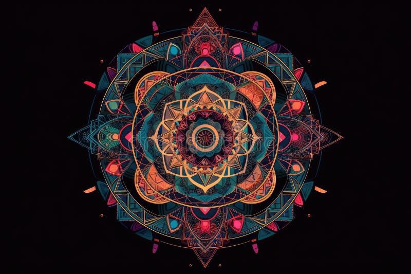 Sacred Geometry Mandala with Intricate and Colorful Geometric Patterns ...