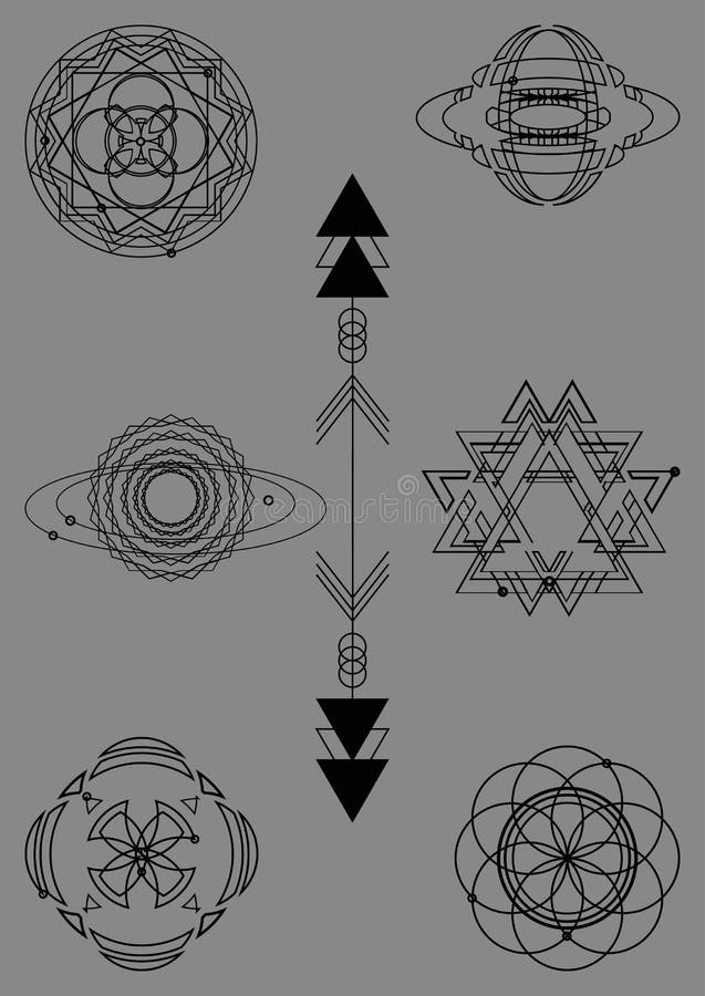 Sacred Geometry, Vector Graphic Design Elements. Set Stock Vector ...
