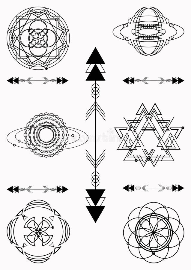 Sacred Geometry, Vector Graphic Design Elements. Set Stock Vector ...