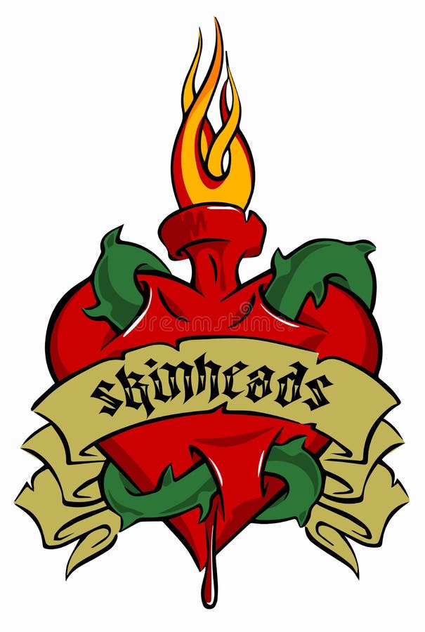 Sacred Heart Skinhead Tattoo Template Stock Vector - Illustration of ...