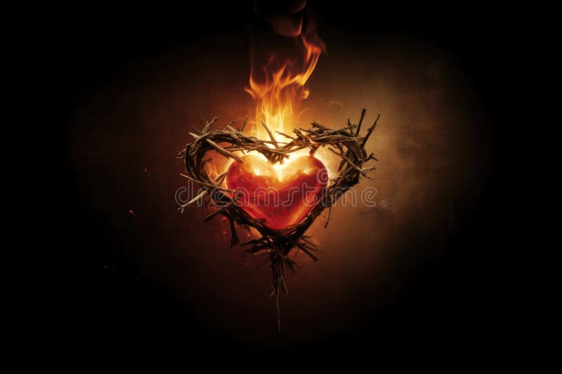 The Sacred Heart, a Crown of Thorns in the Shape of a Heart on Fire ...