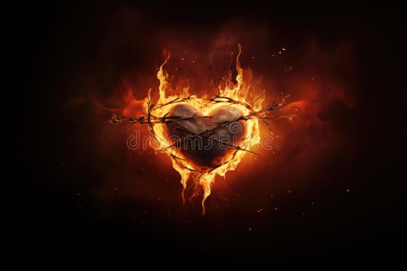 The Sacred Heart, a Crown of Thorns in the Shape of a Heart on Fire ...