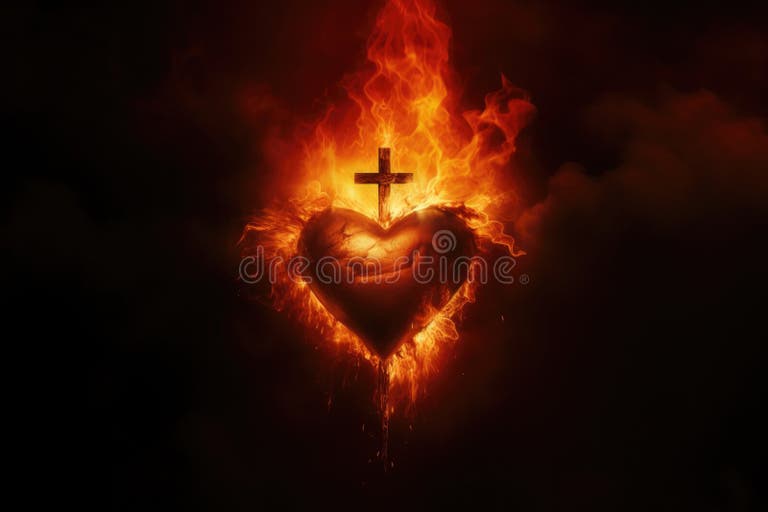 The Sacred Heart, a Crown of Thorns in the Shape of a Heart on Fire ...