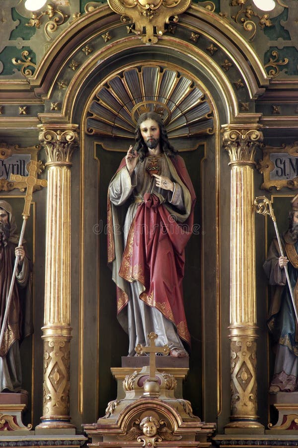 Sacred Heart of Jesus, Statue on the Main Altar in the Church of the ... Sacred Heart of Jesus, Statue on the Main Altar in the Church of the ...