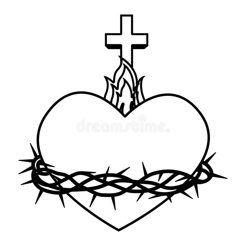 Sacred Heart of Jesus stock illustration. Illustration of sign - 82247133